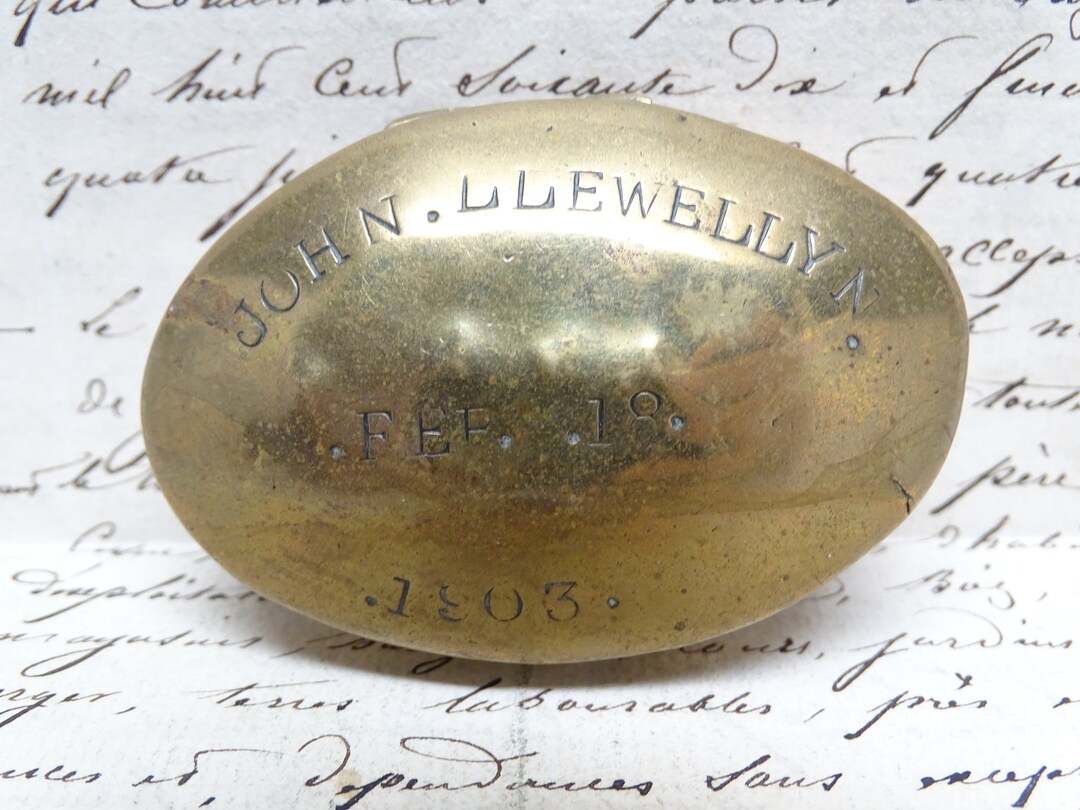 Antique 1903 English Copper Snuff Box, Engraved John Llewellyn Feb 18 ...
