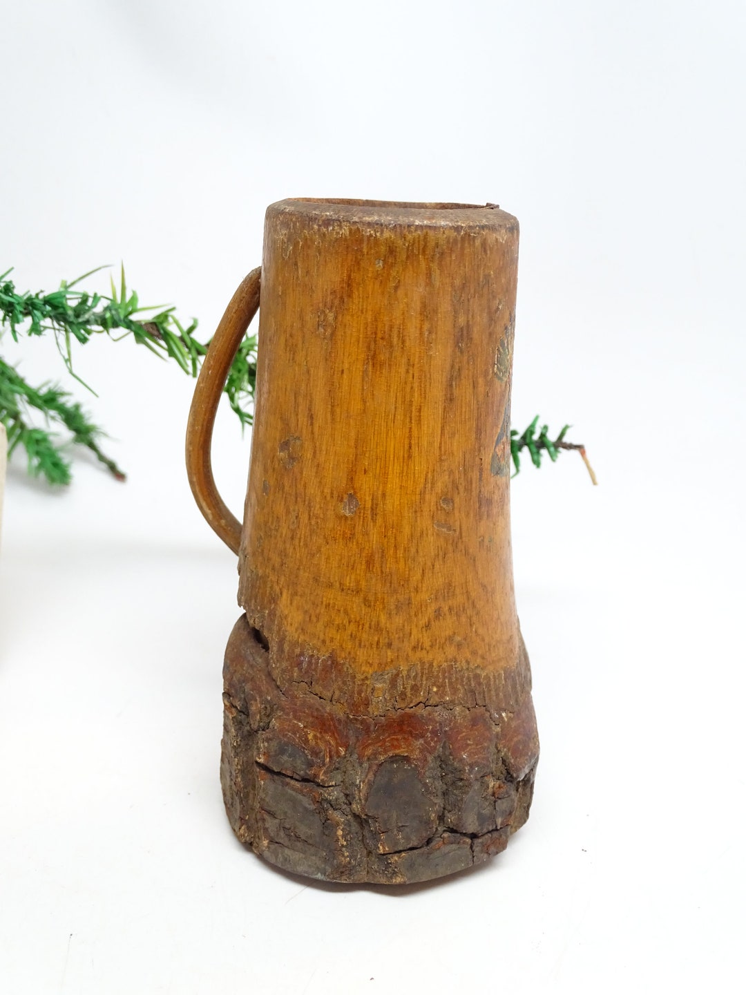 Small Antique Tree Bark Tankard Mug, Vintage Hand Made Southwest ...
