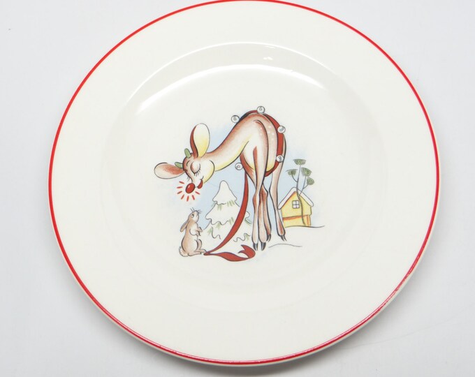 1940's Rudolph the Red Nosed Reindeer Plate, Antique RLM Christmas ...