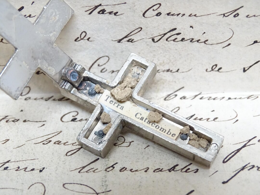 Antique Italian Crucifix With Terra Catacomba Relic in Cross Reliquary ...