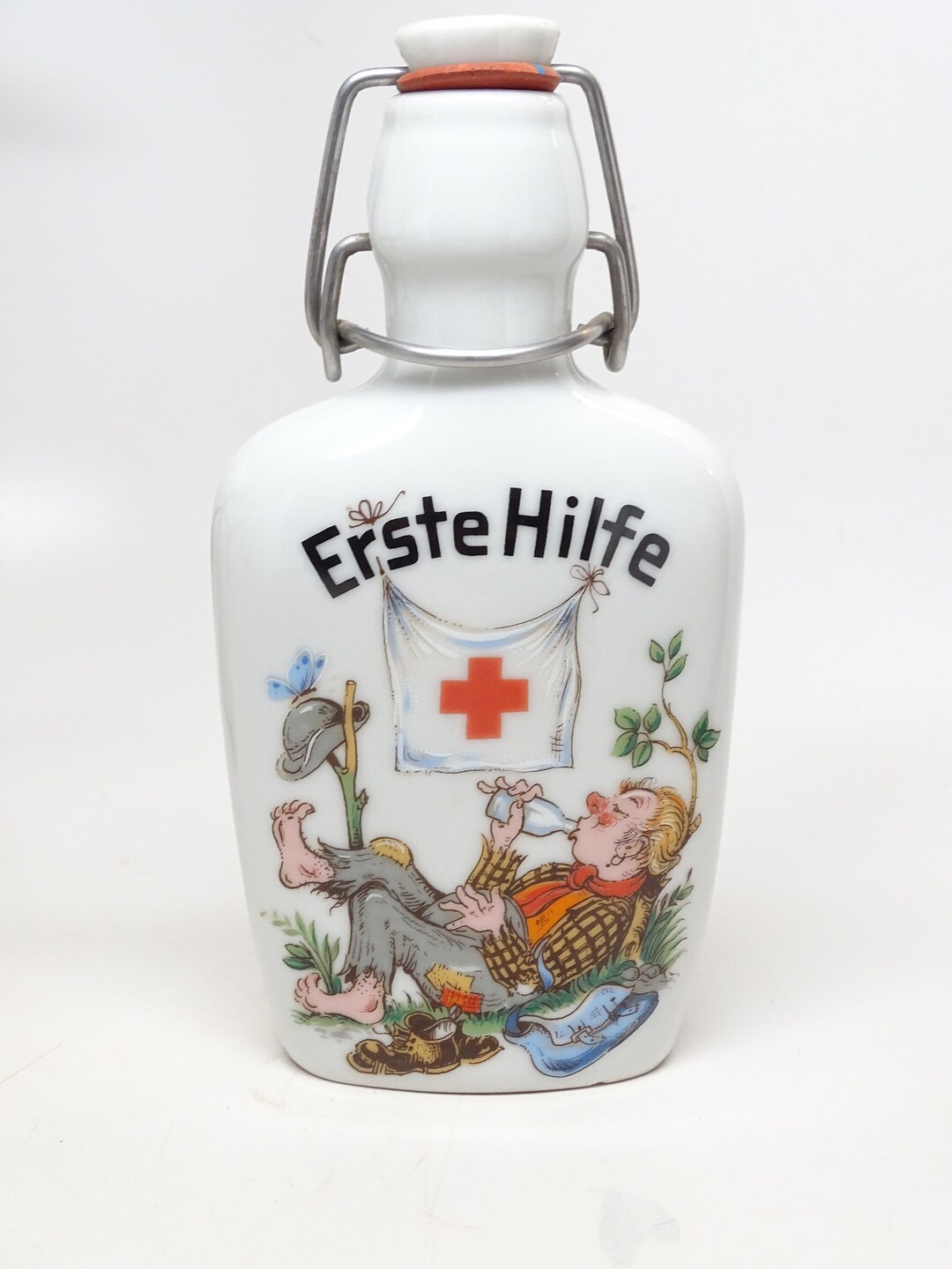 Vintage German First Aid Porcelain Flask, Erste Hilfe, Cognac Bottle ...