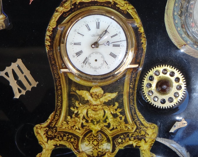 Vintage Gert Block Timepiece Collage, Steampunk Clock Watch Assemblage ...