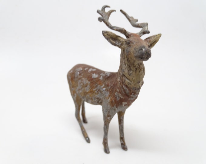 Antique German Metal Reindeer Hand Painted, Toy Lead Deer for Christmas ...