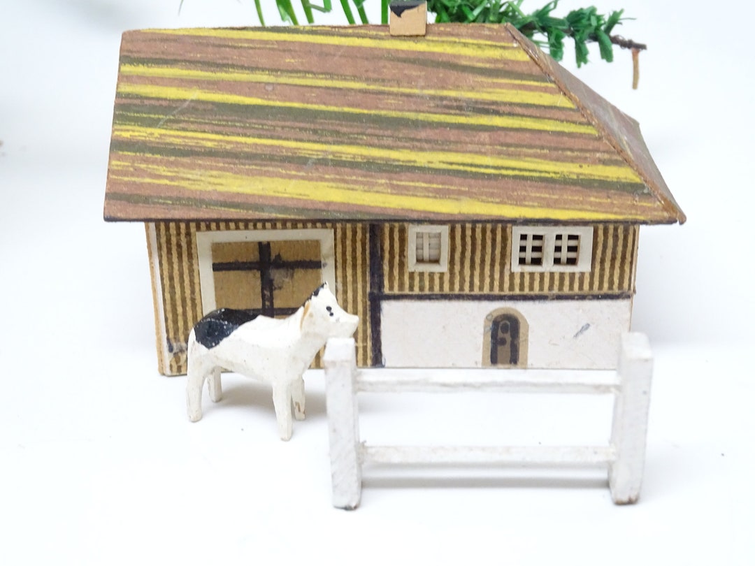Antique German Barn With Fence & Dog for Christmas Putz or Nativity ...