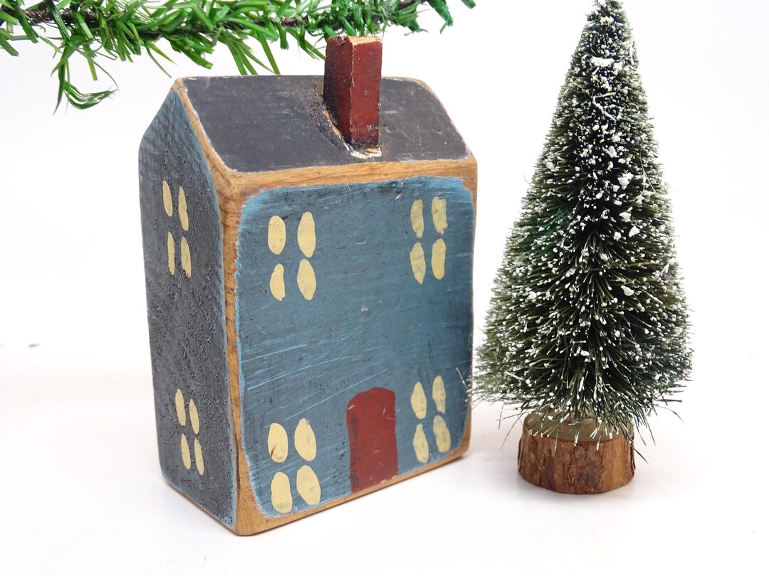 Vintage Toy German Wooden House and Tree, Hand Made and Hand Painted ...