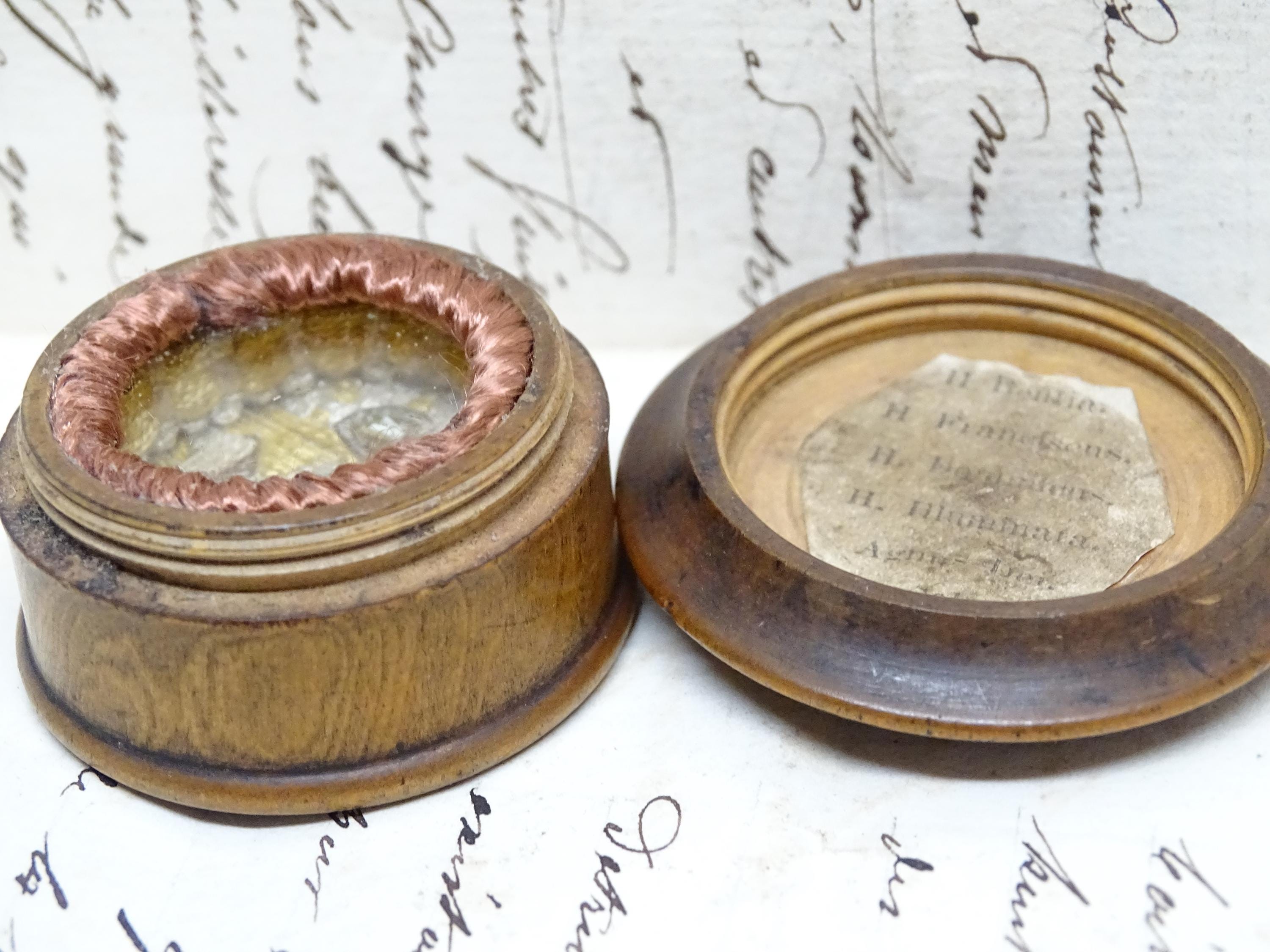 Antique French Travel Reliquary With Relics of 6 Saints Turned Wood Box ...