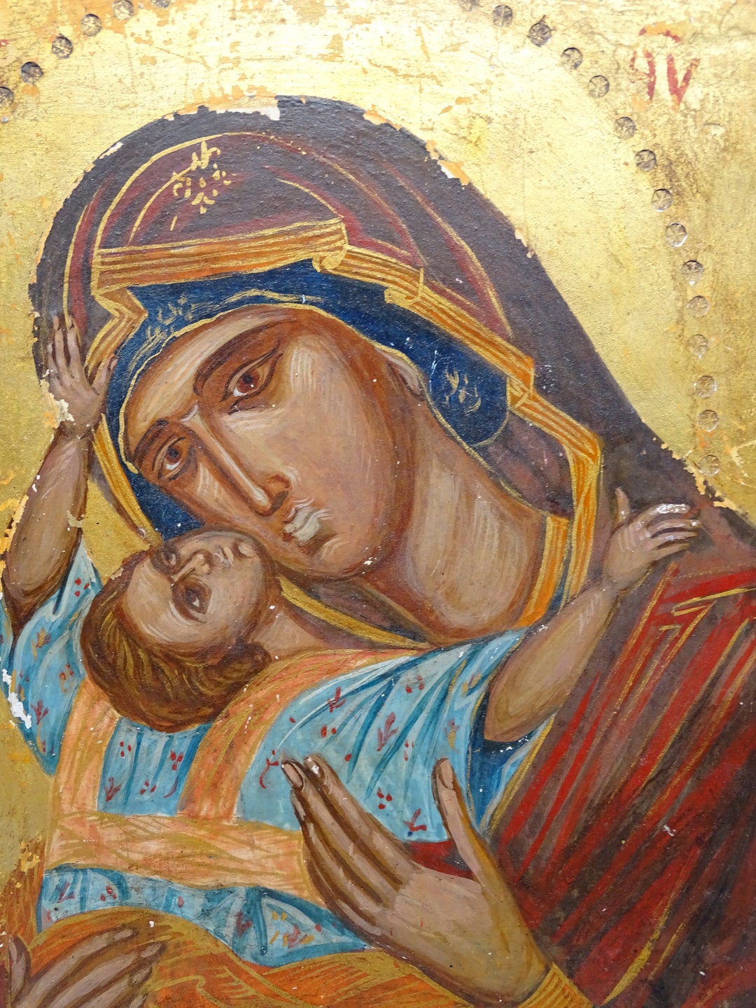 Antique Mary and the Christ Child Icon Retablo, Vintage Madonna, Mother ...