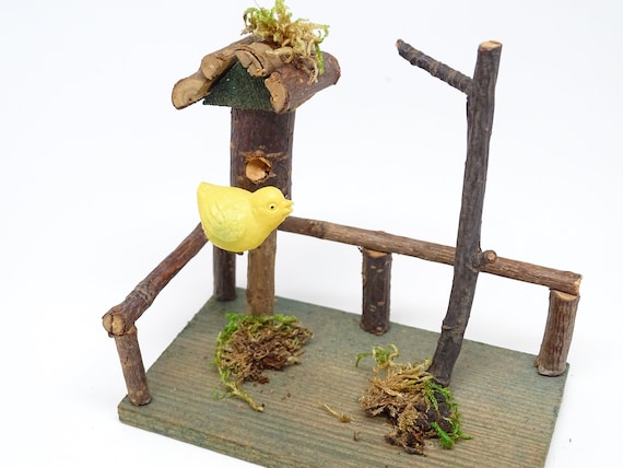 Antique German Bird House With Celluloid Bird Twig Fence and - Etsy