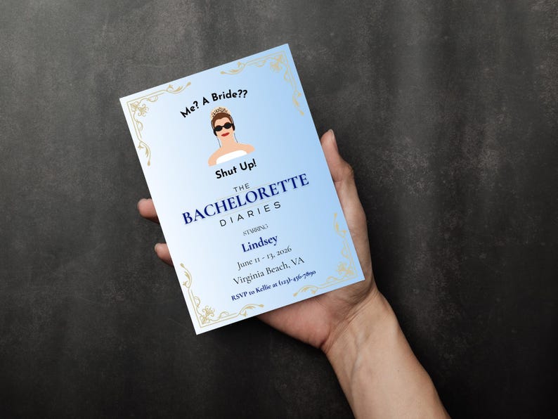 Editable Princess Diaries Bachelorette Invitation, Weekend Itinerary ...