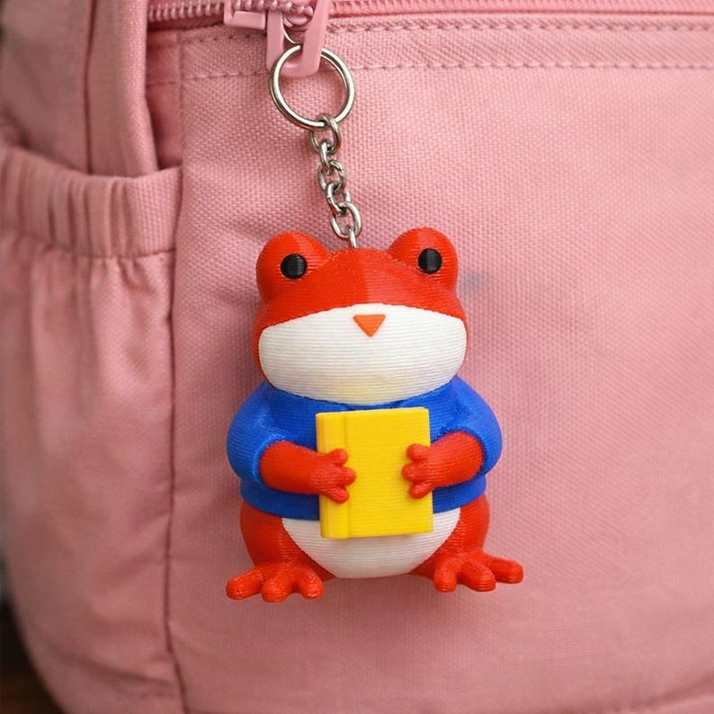 Whimsical Cloud Frog Keychain | Hand-painted Multicolor 3D Printed ...