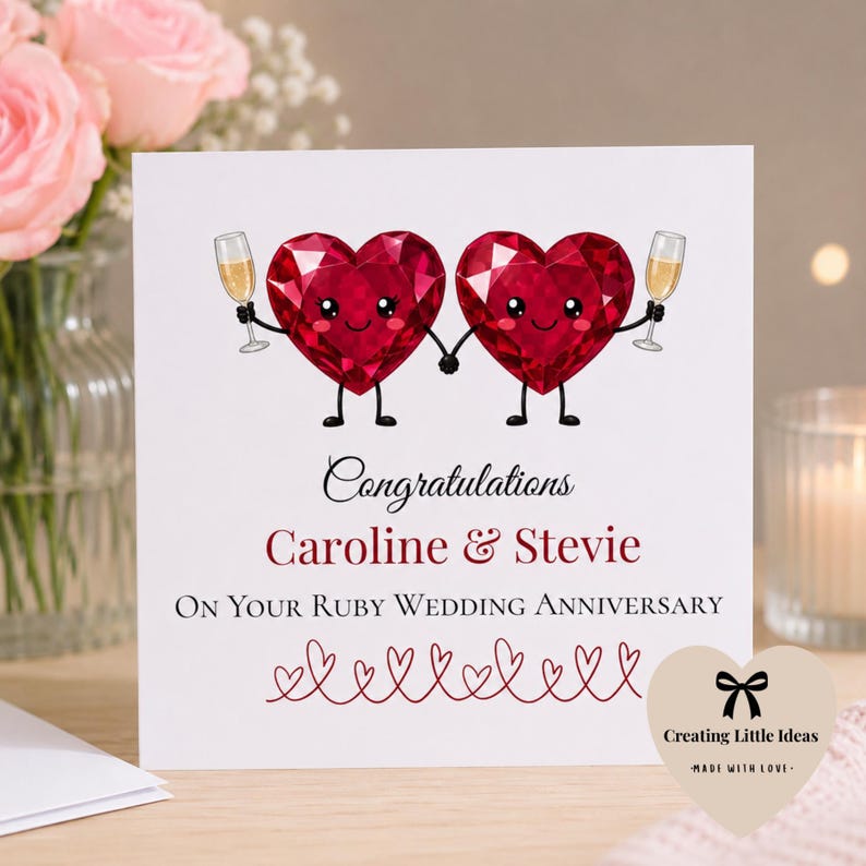 Ruby Wedding Anniversary Card Personalised/personalized | 40th ...