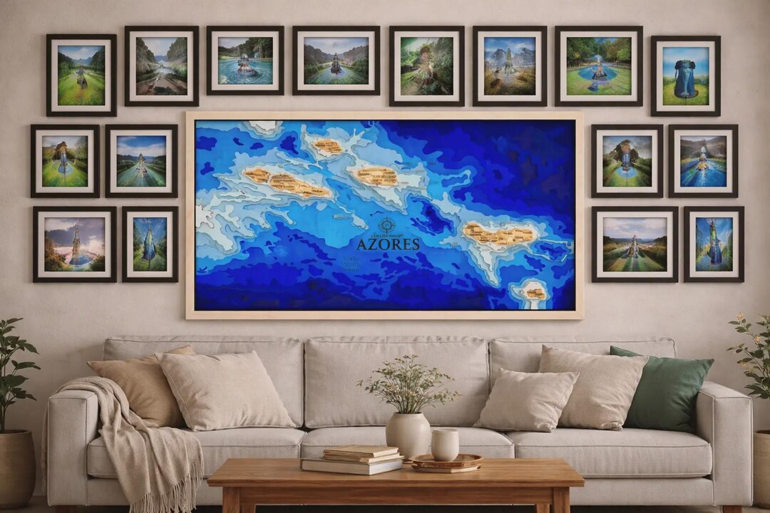 Azores Nautical 3D Wooden Depth Map - Etsy