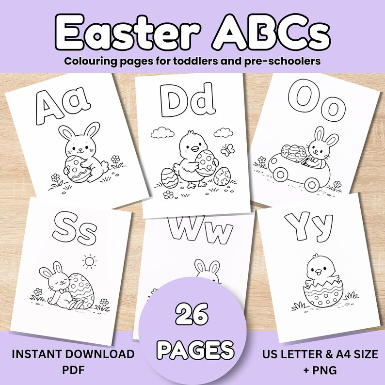 Easter ABC Coloring Pages for Toddlers, Preschool Printable PDF ...