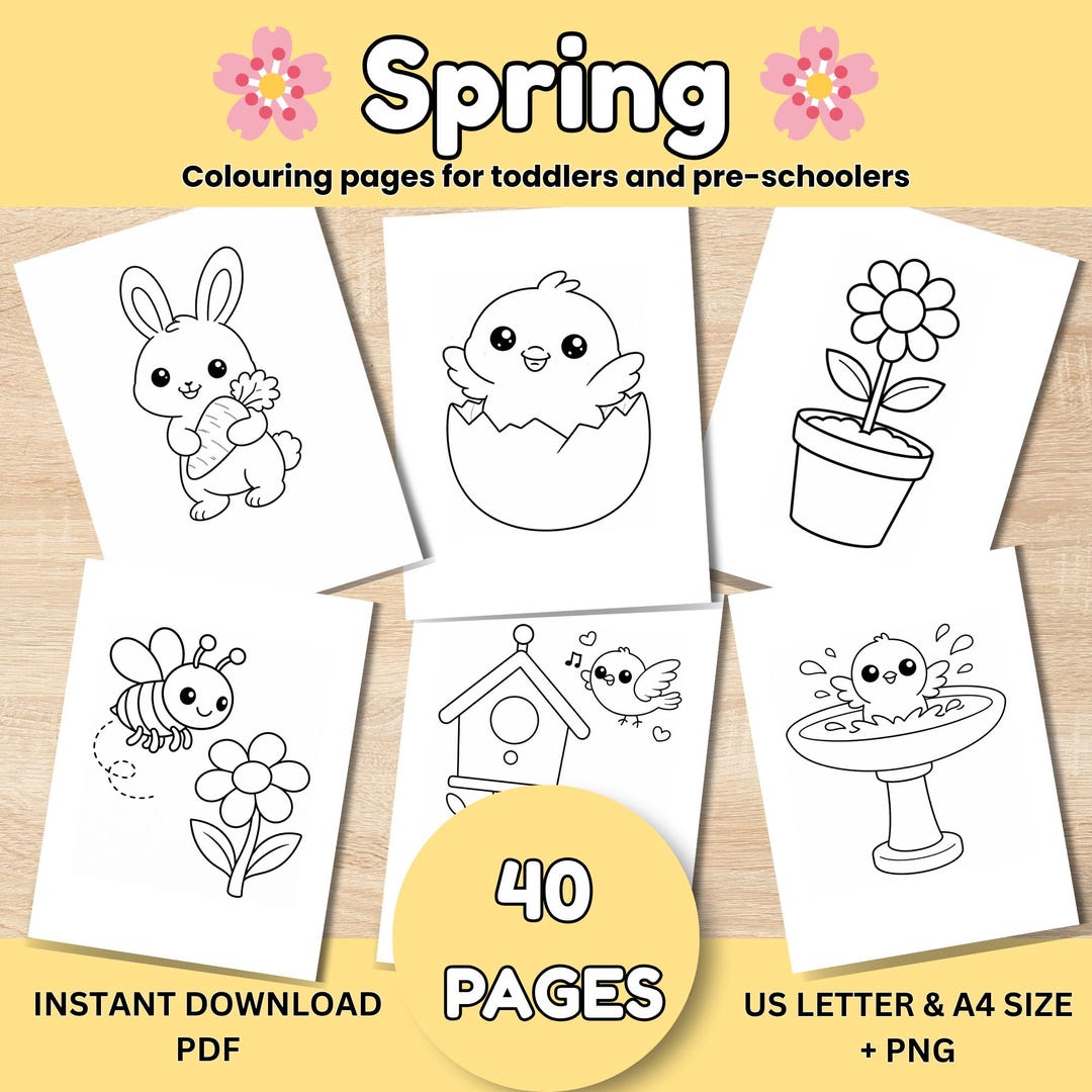 Spring Coloring Pages for Toddlers, Preschool Activity PDF Printable ...