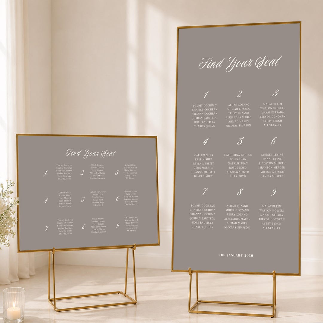 Table Seating Plan Editable Find Your Seat Modern Wedding Sign Template ...