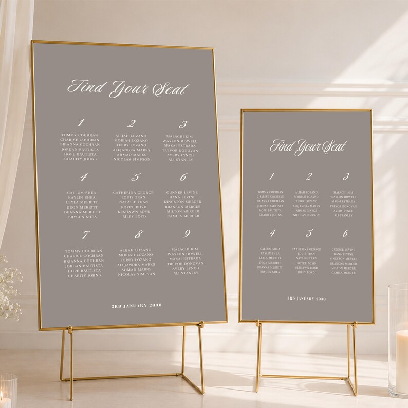 Table Seating Plan Editable Find Your Seat Modern Wedding Sign Template ...