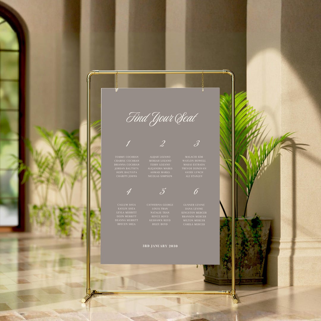 Table Seating Plan Editable Find Your Seat Modern Wedding Sign Template ...