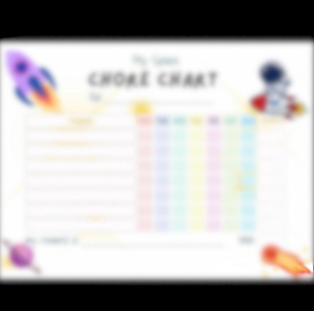 Space Chore Chart | Kids Behavior Routine Tracker (digital Download) - Etsy