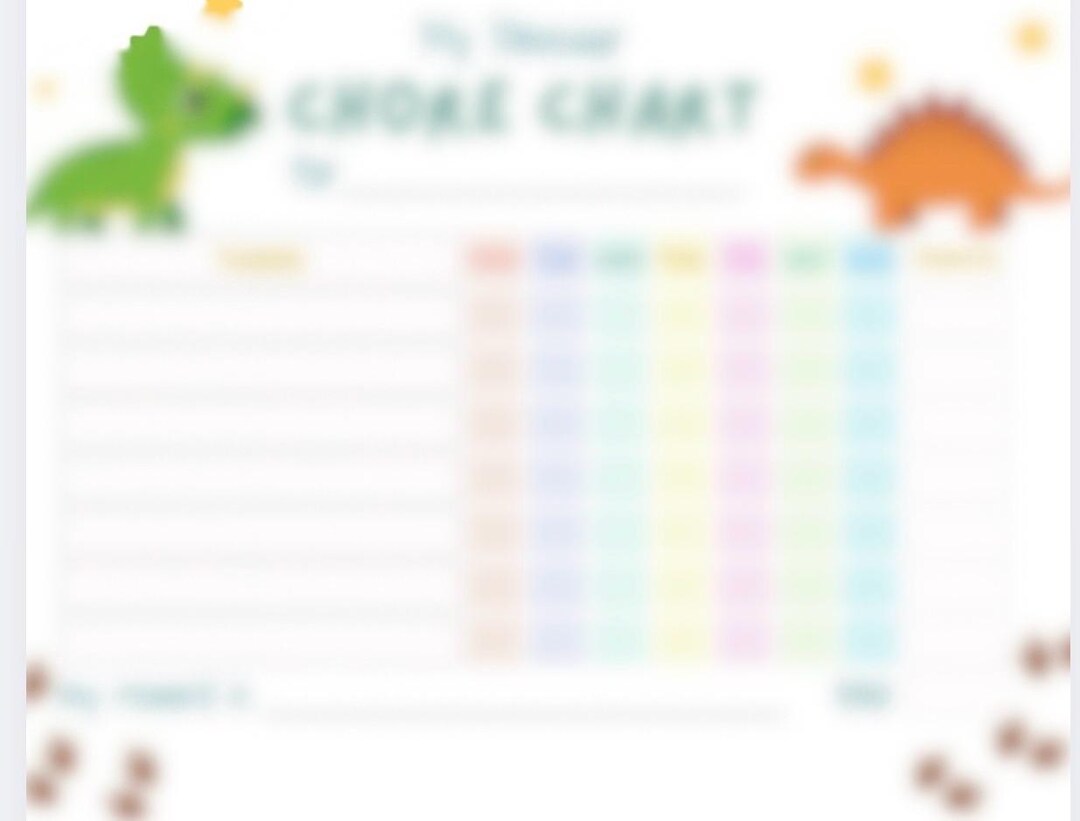 Dinosaur Chore Chart | Kids Behavior Routine Tracker (digital Download ...