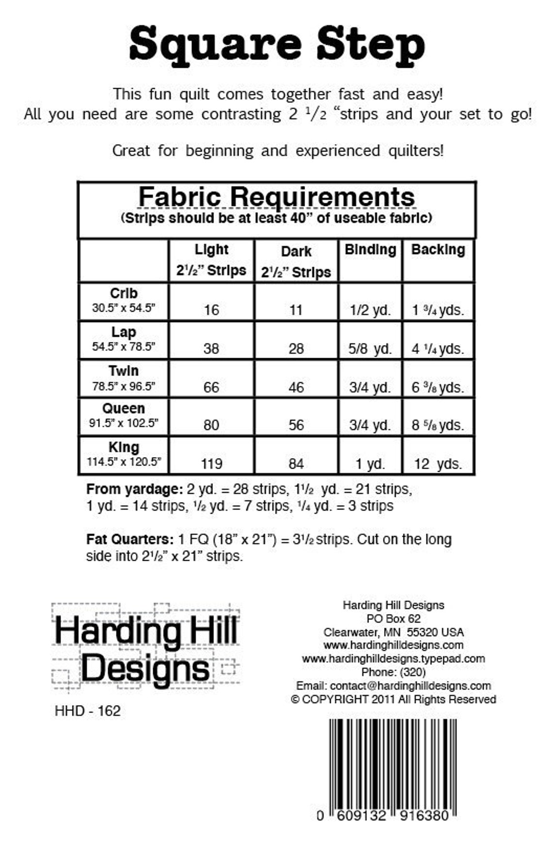 Square Step 2-1/2" Strip Quilt Pattern - Multiple Sizes - Crib to King ...