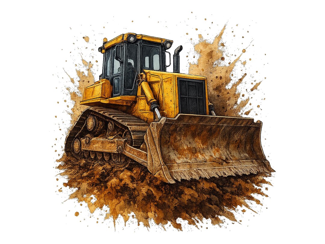 Bulldozer Watercolor Paint Splash Construction PNG - Etsy