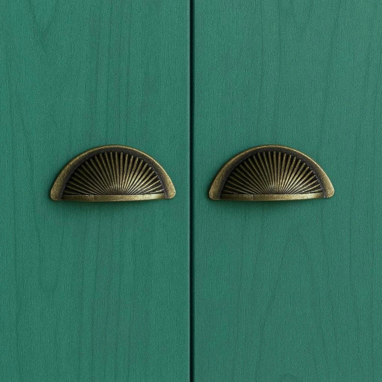 Half Moon Drawer Pull 64mm Hole Center, Vintage Cabinet Cup Pull Handle ...