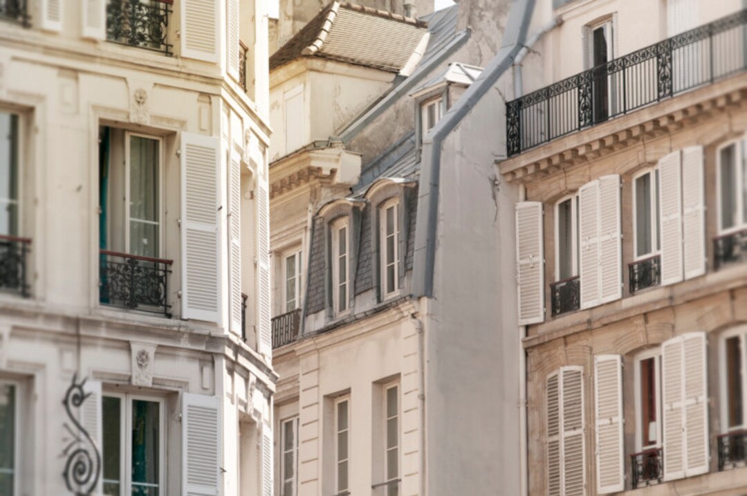 Paris Street Photograph, Apartment Windows, French Architecture Fine ...
