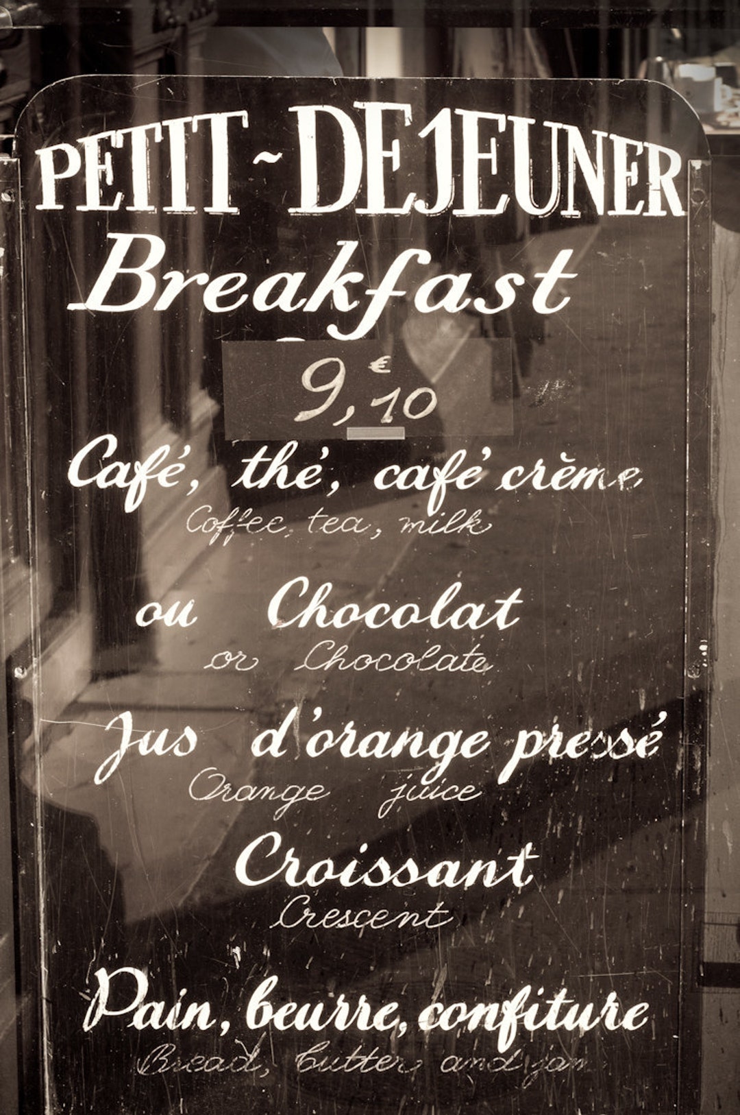Paris Photography - Cafe Menu Sign, Black and White Kitchen Wall Decor ...