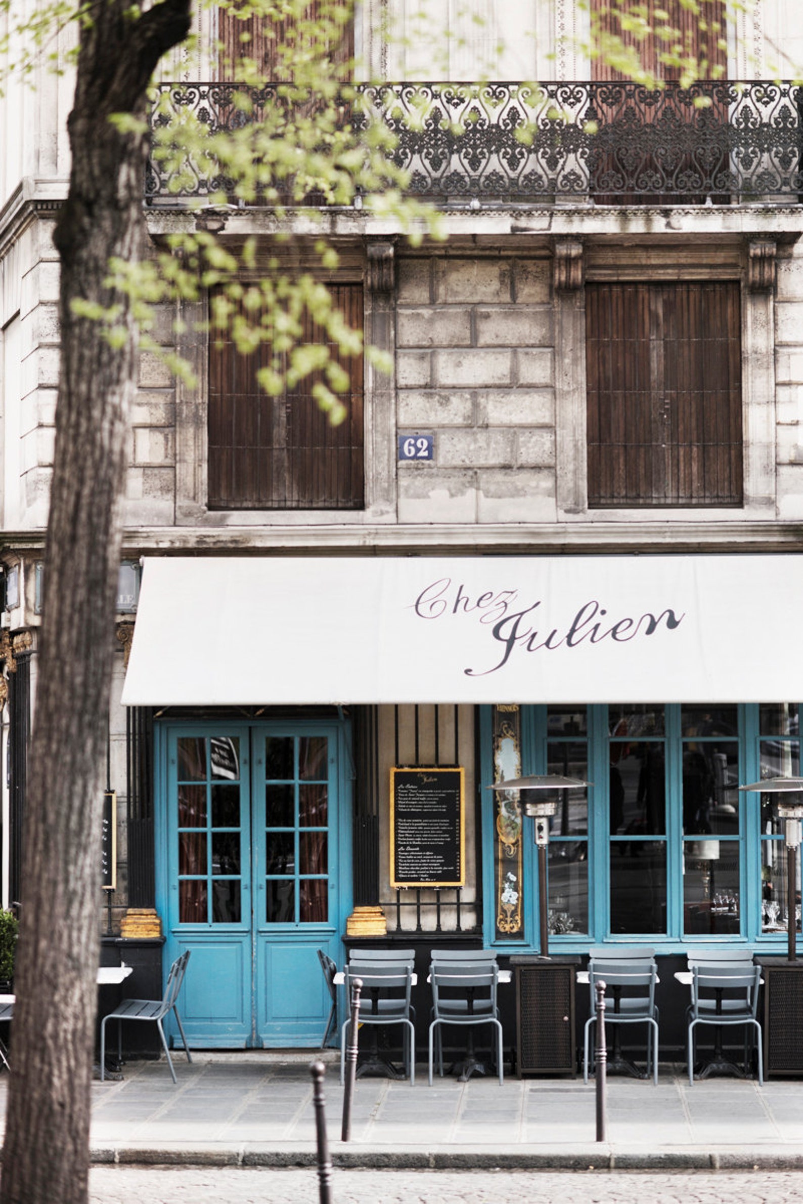 Paris Cafe Photograph Chez Julien Black and White Photo - Etsy