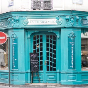 Paris Fine Art Photography - Teal Cafe Door With Chalkboard Menu ...