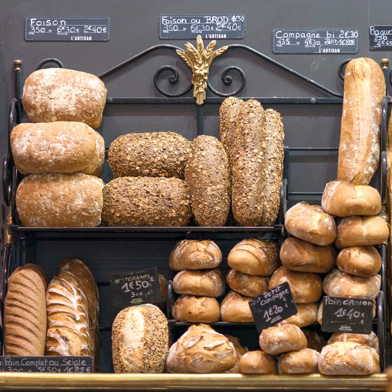 Paris Food Photography Bread at Market Boulangerie French - Etsy