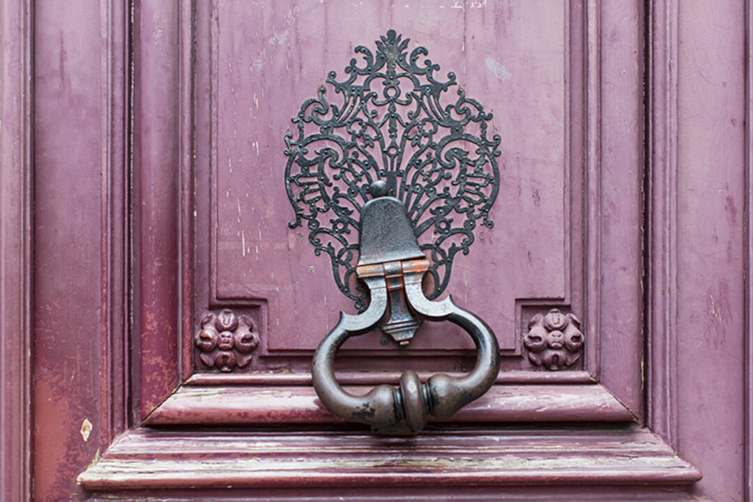 Paris Street Photography - Purple Door Knocker, Travel Photograph, Fine ...