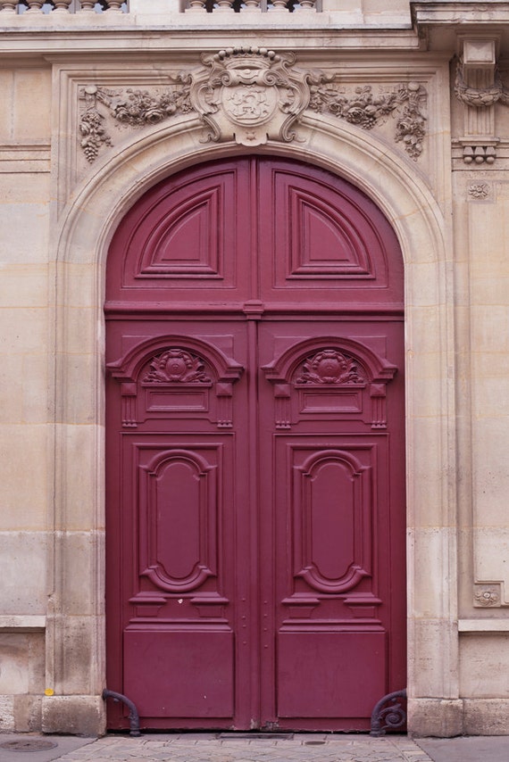 Paris Door Photograph Maroon Door Parisian Architecture | Etsy