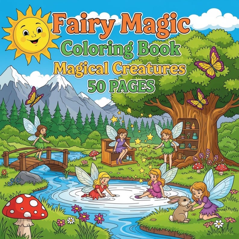50 Fairy Magic Coloring Pages | Cute Fantasy Fairy Coloring Book ...