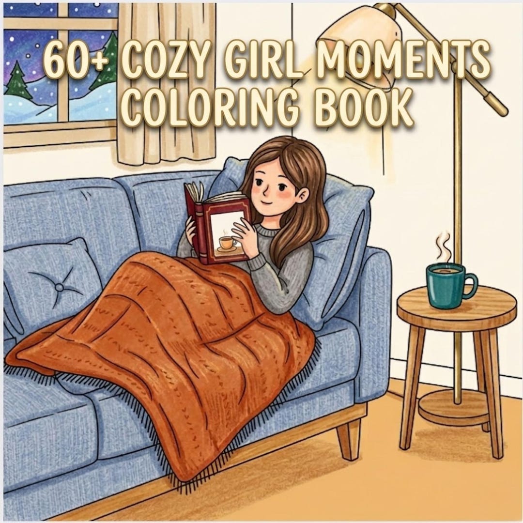 60+ Cozy Girl Moments Coloring Pages | Cute Cozy Lifestyle Coloring ...