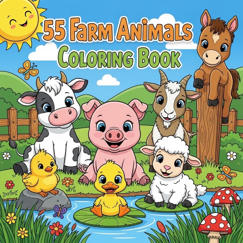 55 Farm Animals Coloring Pages for Kids | Cute Farm Animal Coloring ...