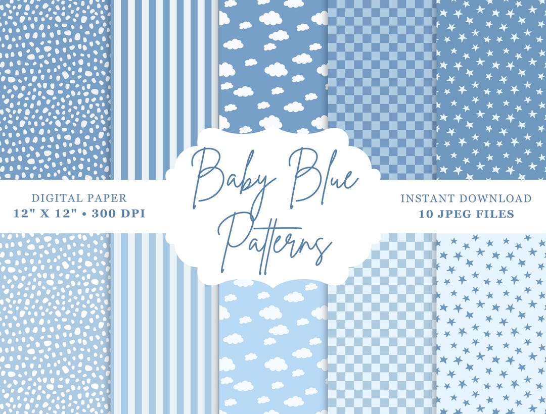 Blue Digital Paper Bundle, Stripe Backgrounds, Gingham Patterns ...