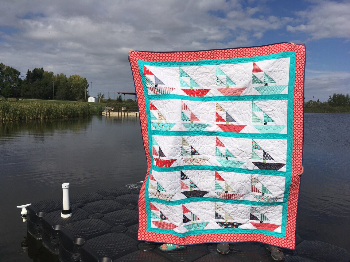 Sail Boat Quilt Pattern Large Throw PDF Pattern | Etsy