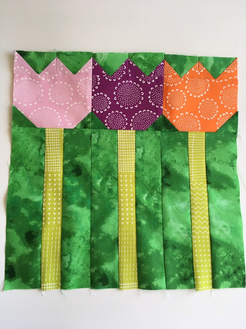 Spring Tulips Quilt Block Pattern Digital Quilt Block PDF - Etsy