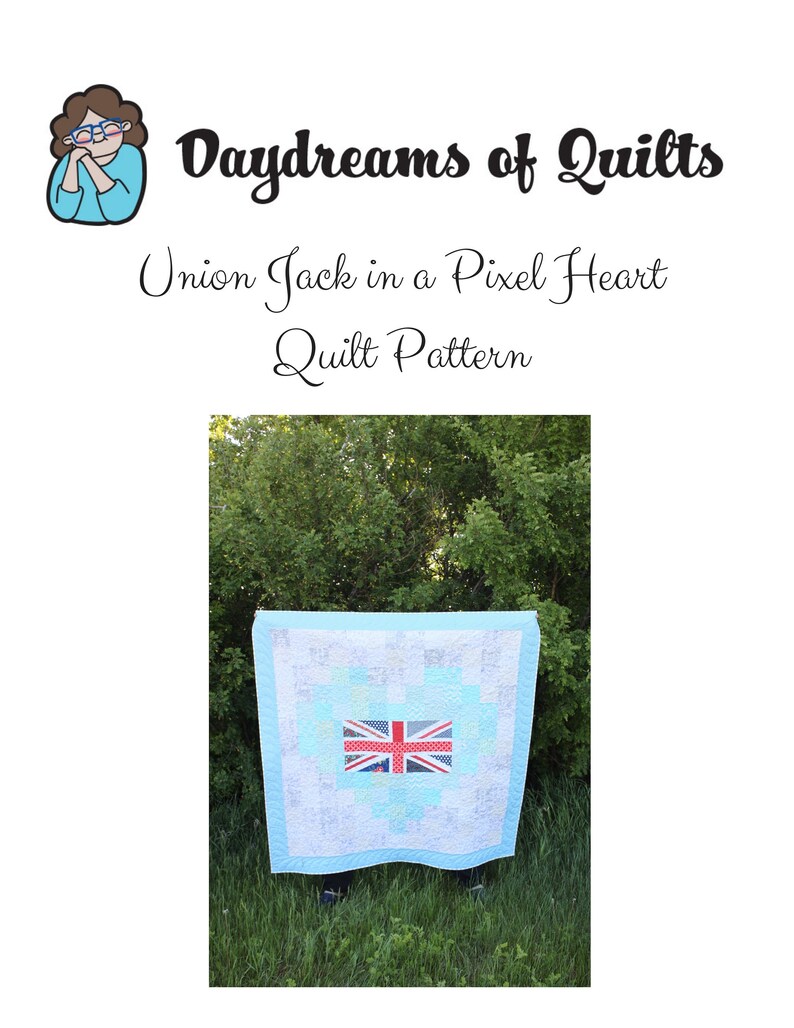 Union Jack in a Pixel Heart PDF Quilt Pattern - Etsy
