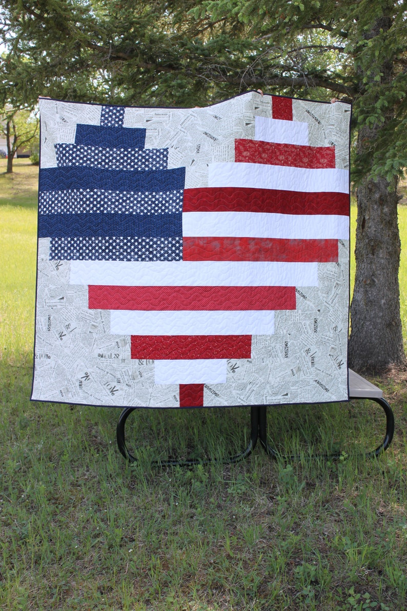 American Flag Heart Quilt Pattern Independence Day Quilt | Etsy Canada