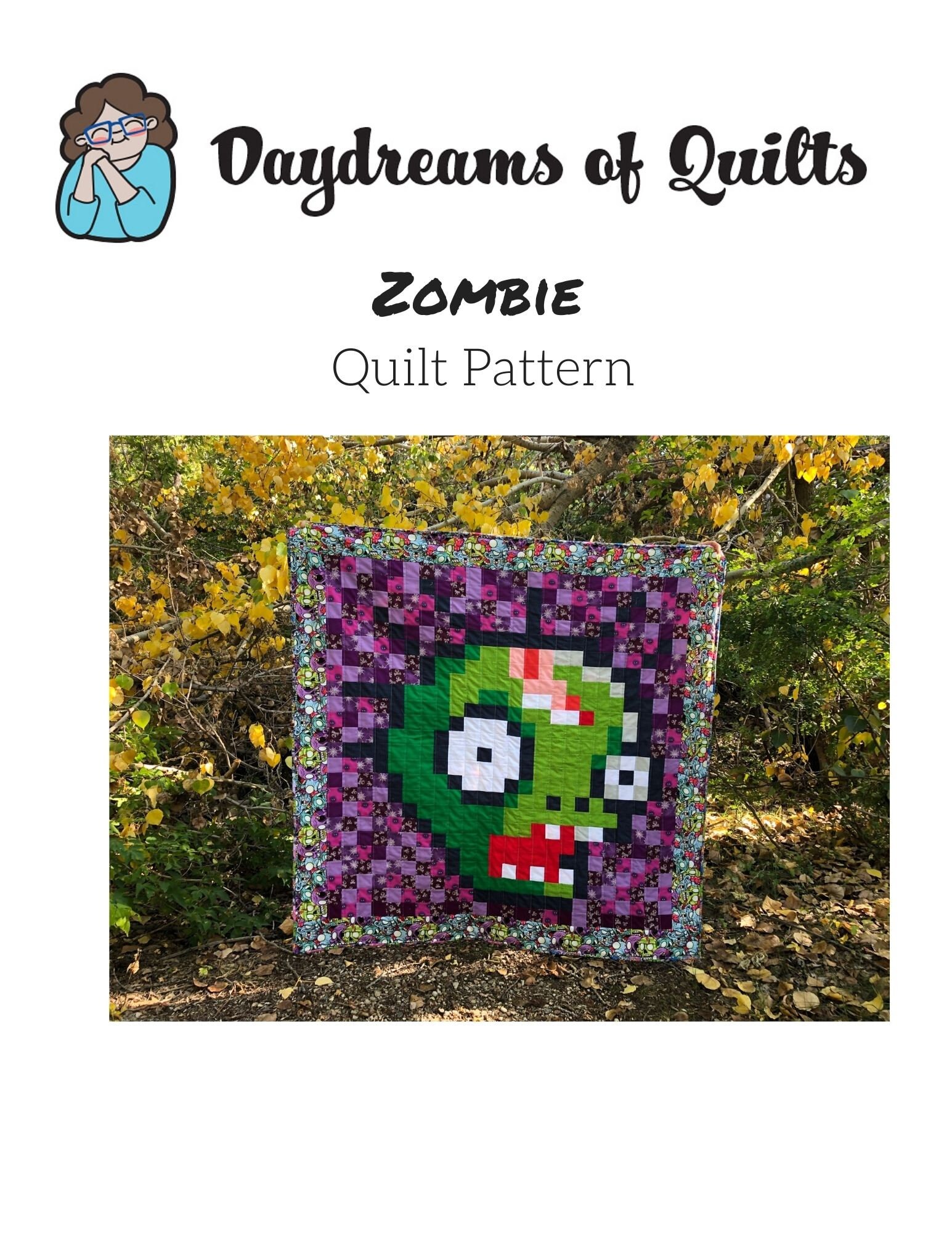 Zombie Quilt Pattern Pixelated Zombie Pattern Halloween | Etsy