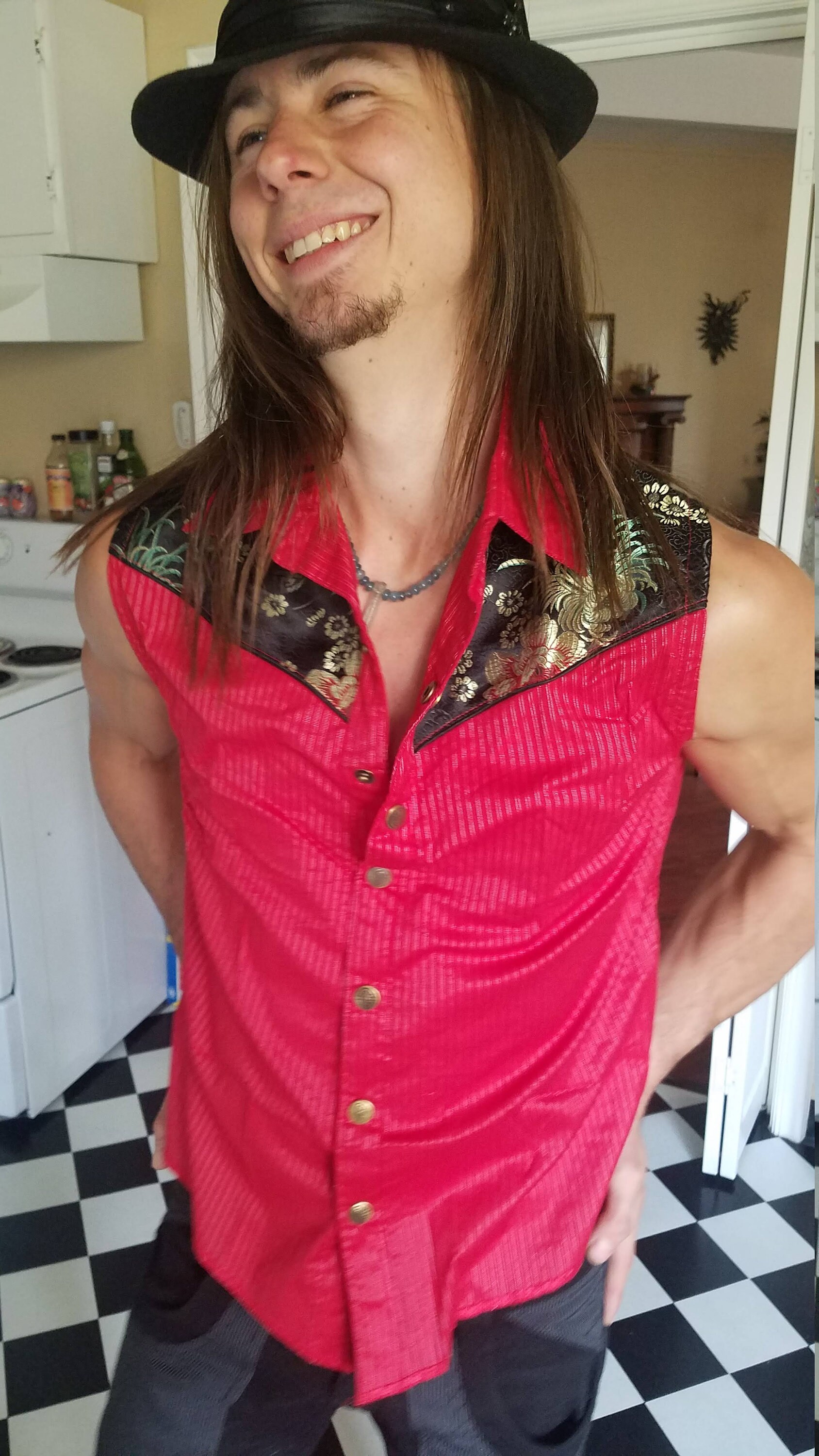 Red Mens Sleeveless Upscale Cowboy Vest With Brass Sri Yantra Snaps - Etsy