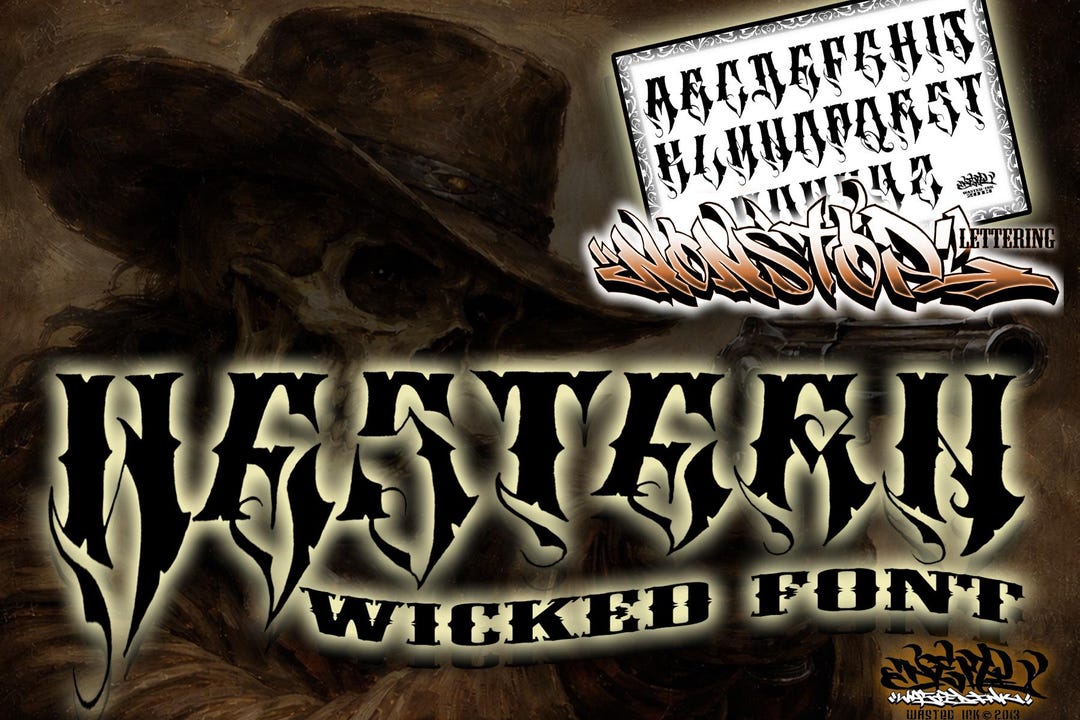 Western Wicked Custom Type Font Alphabet for Procreate and All Graphic ...
