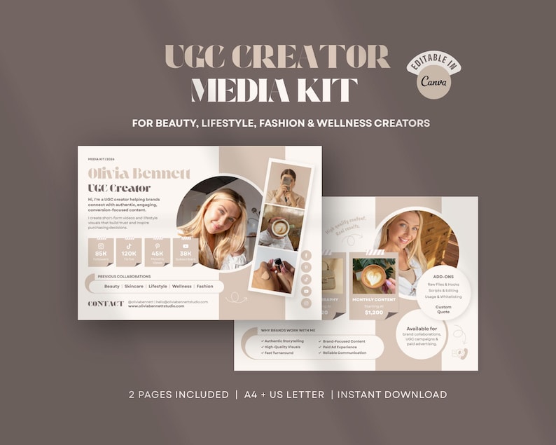 Editable Canva Media Kit Template for UGC Creators (digital Download ...