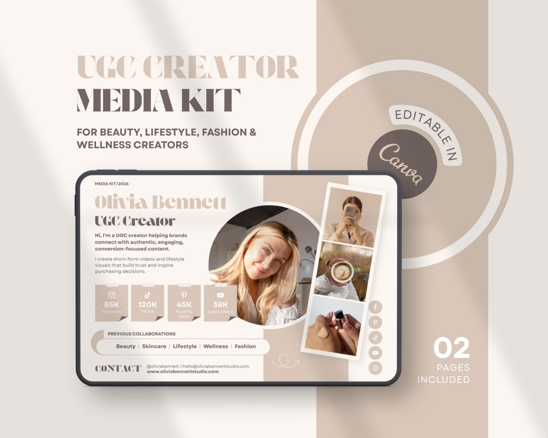 Editable Canva Media Kit Template for UGC Creators (digital Download ...