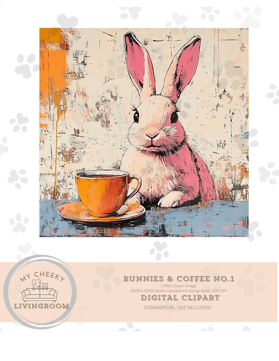 Bunnies & Coffee No.1 PNG Clip Art - Digital Download | 5000x5000 Px ...