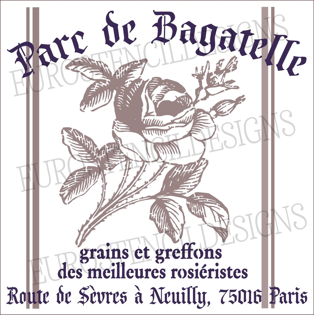 Euro Stencil Design ... Parc De Bagatelle Advertisement Label ... 12 X ...