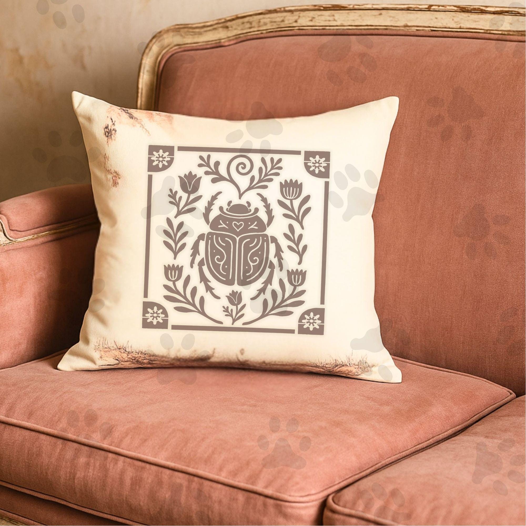 Egyptian Revival Scarab Stencil – 12x12 Reusable Mylar Template, Folk ...