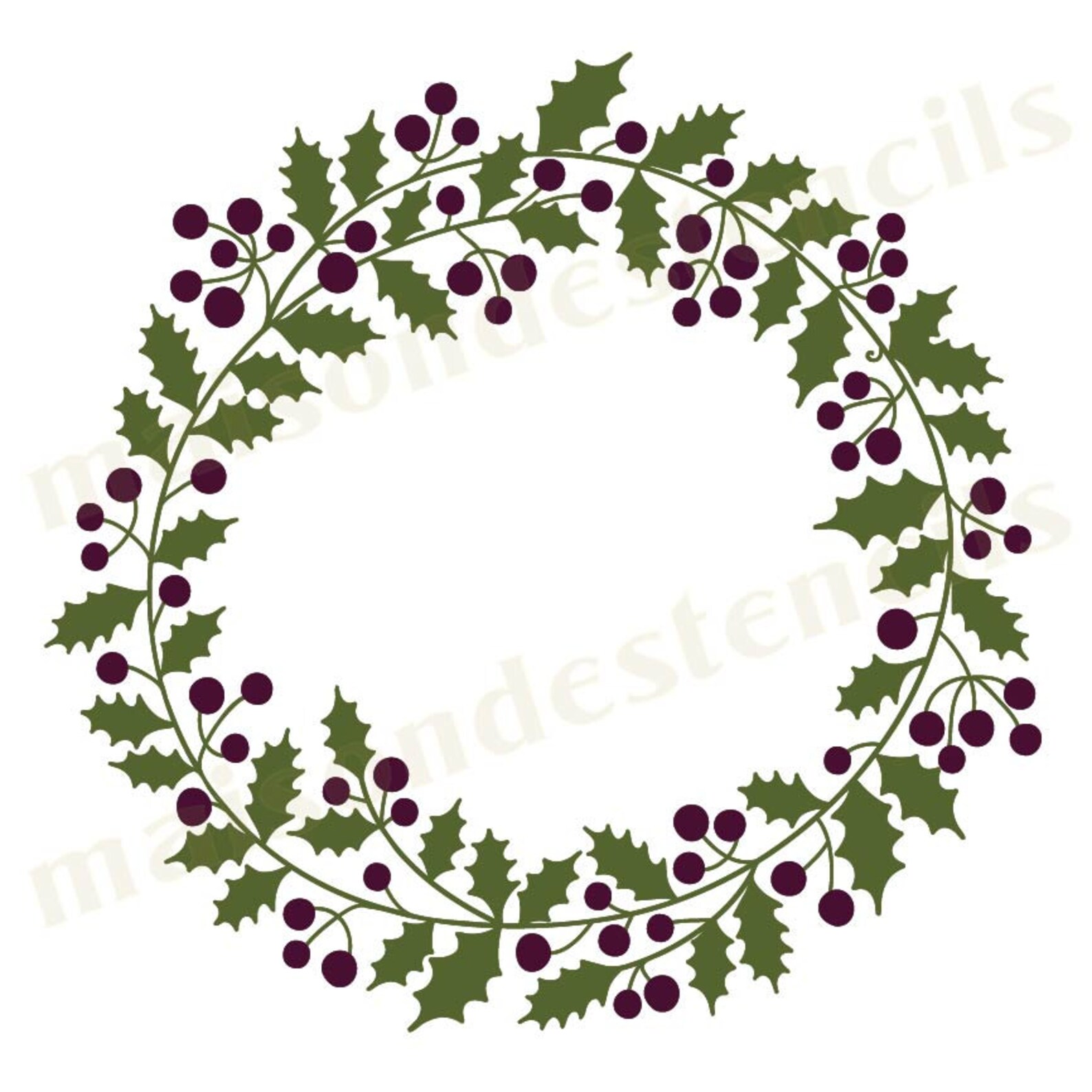 Euro Stencil Design Holly Berry Laurel Wreath 12x12" Inch Stencil ...
